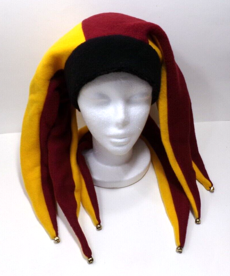 FLEECE JESTER HAT 6 PT COMMANDERS REDSKINS BURGNDY YELLOW stretchy ...
