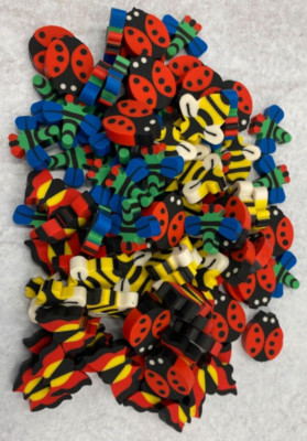 100 Mini Erasers insects Teacher Supply Math Counter Bees ladybugs ...