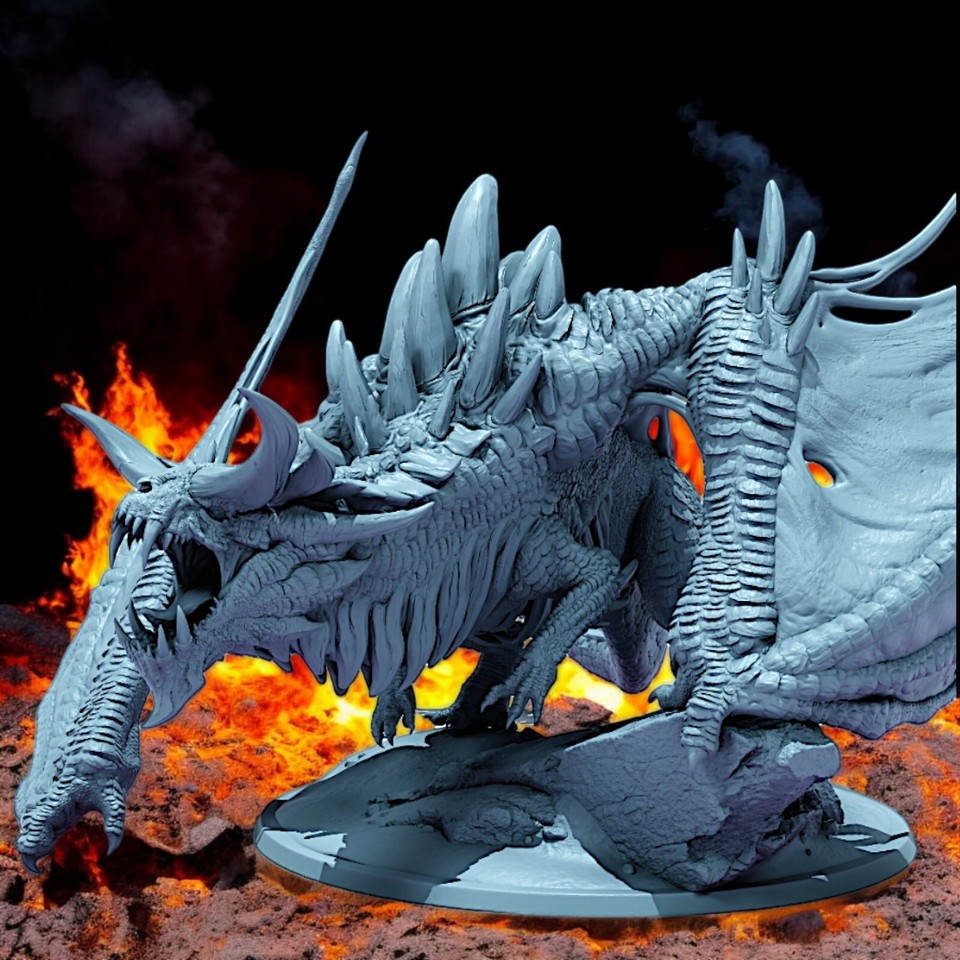Elder Magma Lava Dragon Miniature DnD Pathfinder RPG Fantasy 28mm ...
