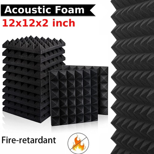12-96pcs 2" Acoustic Wall Panel Tiles Studio Sound Proofing Insulation ...