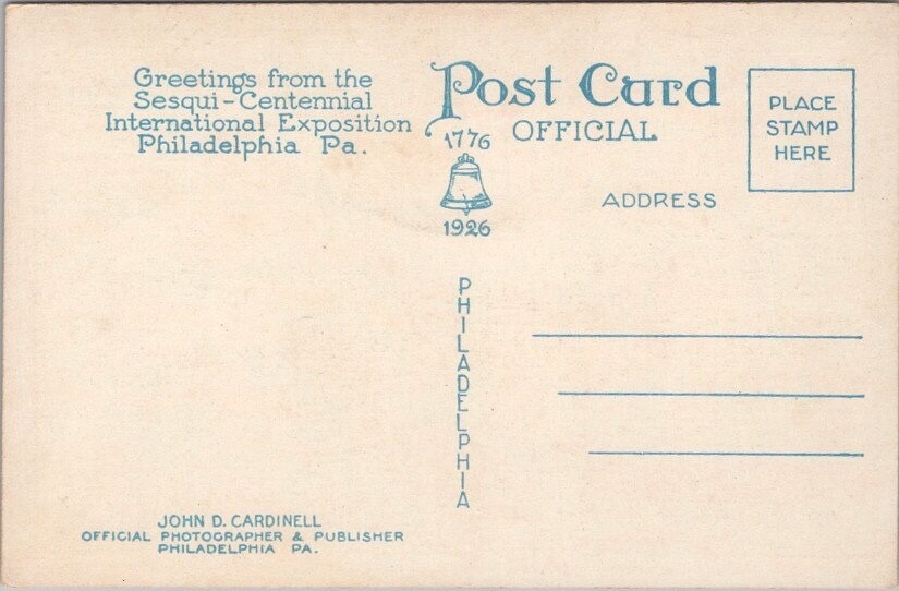 1926 PHILADELPHIA EXPO Postcard "Tower of Light" CARDINELL No. 51 ...