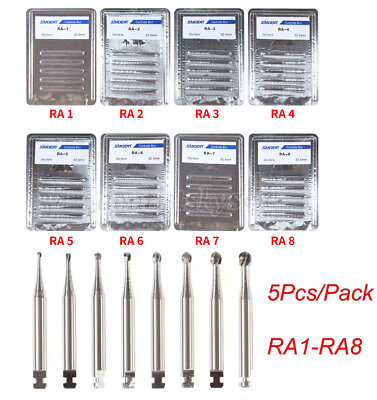 5-100 Dental Carbide Round Burs Surgical Length Latch Burs Low Speed RA ...