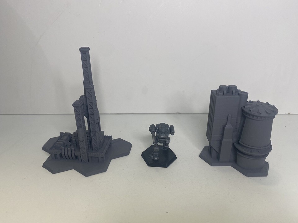 Small Sci-Fi Building with Hex Base x2, Tabletop War Game Terrain ...