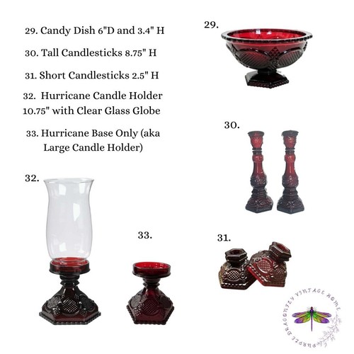 Avon 1876 Cape Cod Collection* Ruby Red Dinnerware* Gothic * Free ...