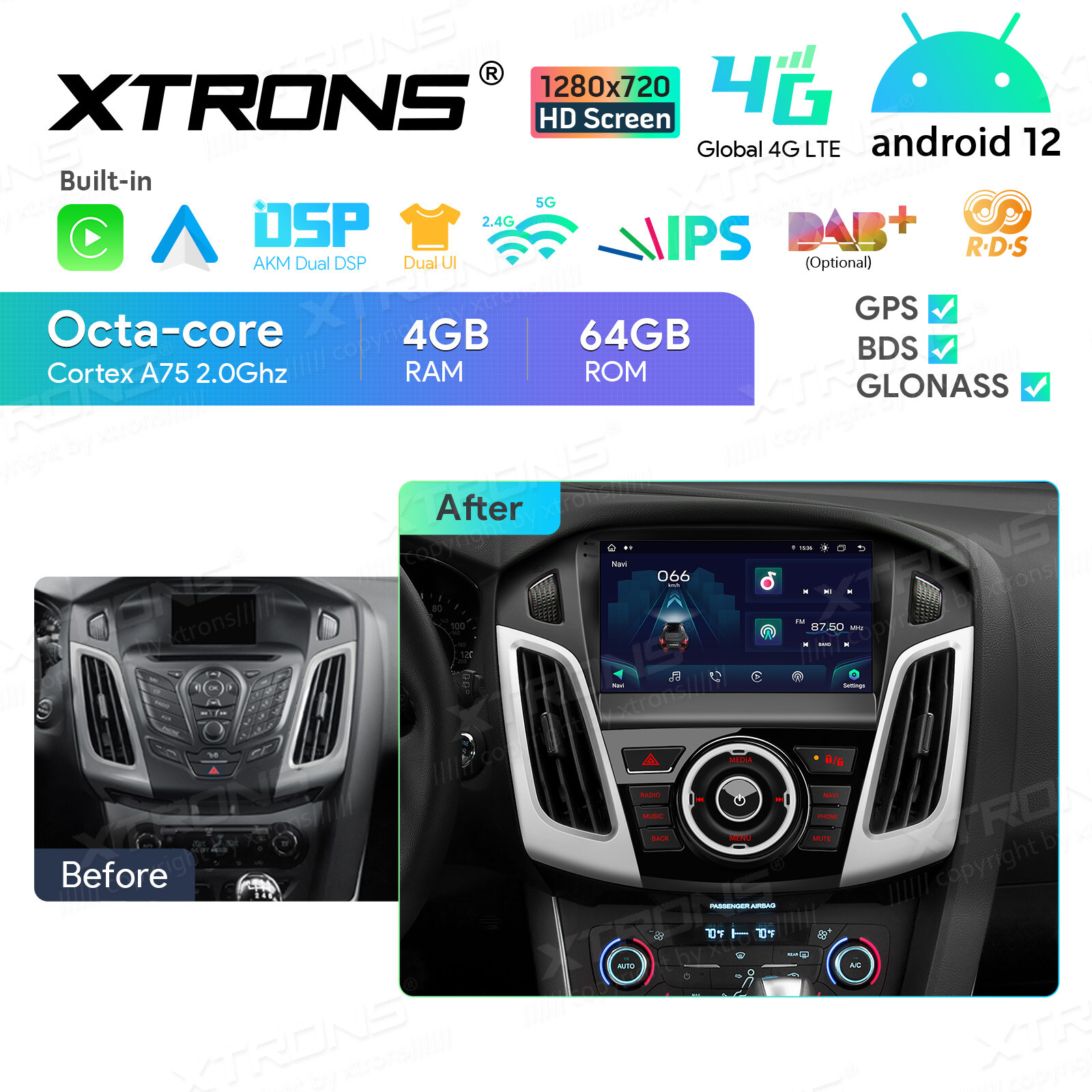 9" Android 14 8-Core Car Play Stereo Radio GPS DSP BT SWC For Ford ...