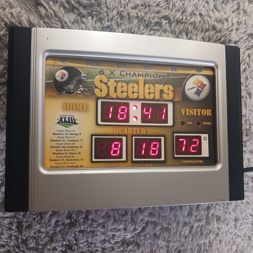 PIittsburgh Steelers 6x Champs Alarm Clock Scoreboard Temperature NFL ...