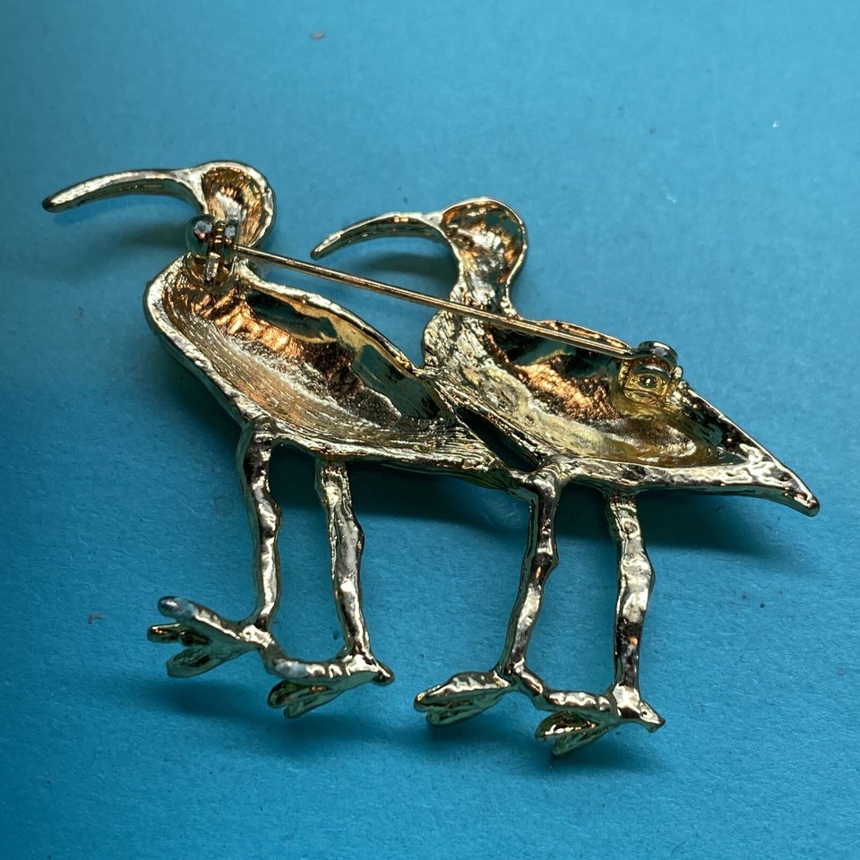 Vintage Enamel Gold Tone Unique Enamel Storks Brooch / Pin | eBay