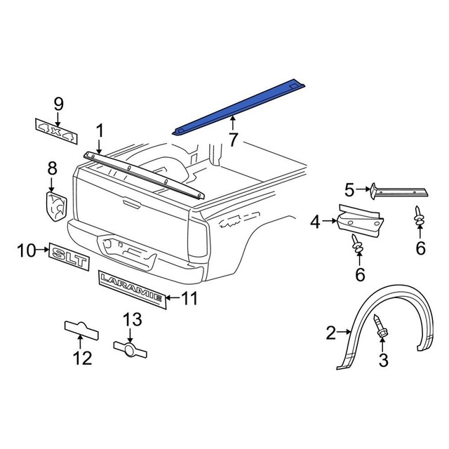 For Dodge Ram 3500 2010 Dodge 68375109AA Rear Left Truck Bed Side Rail ...