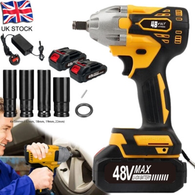 Heavy Duty Electric Impact Wrench 1/2 Ratchet Nut Gun Cordless Wheel ...