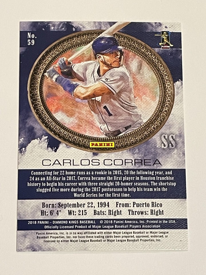 2018 Panini Diamond Kings Baseball #59 - Carlos Correa - Houston Astros ...