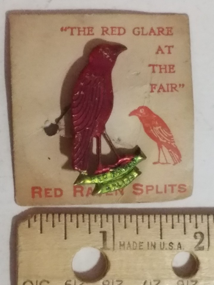 Red Raven Splits Pin on Original Card, 1904 World’s Fair Promotional ...