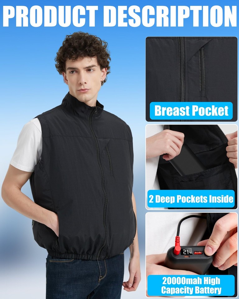 Cooling Vest Jacket with 2 Fans - Men and Women 21V Air Conditioner ...