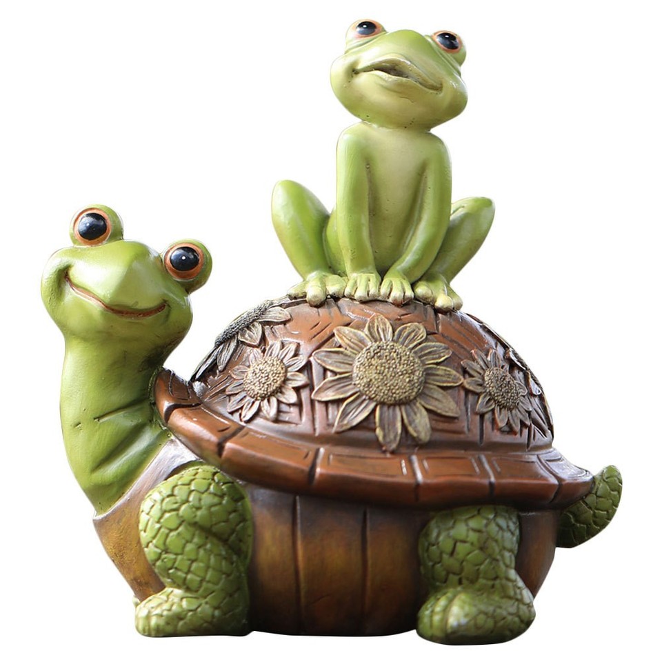 Creative Resin Frog Figurine Decor Frogs and Turtle Outdoor Garden ...