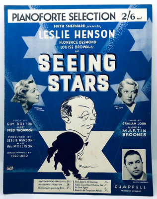 SEEING STARS - Leslie Henson - 1935 UK Piano Selection Sheet Music ...