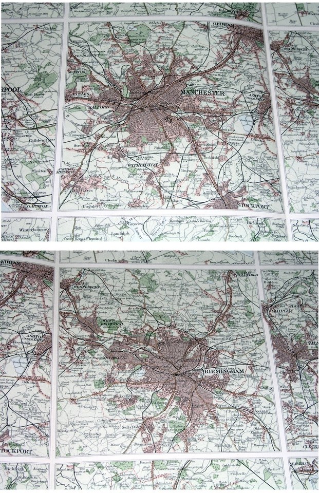 1922 VINTAGE MAP OF MANCHESTER BIRMINGHAM LIVERPOOL BRISTOL GLASGOW ...