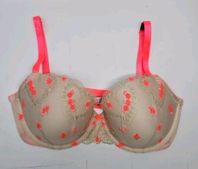 Victoria's Secret DREAM ANGELS Push-Up Embroidery Bra 32DDD Coral Blaze ...