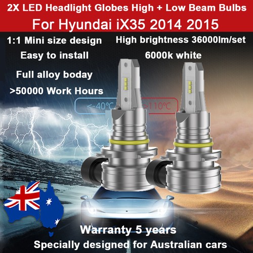 2X 1:1 36000LM Headlight Globes For Hyundai iX35 2014 2015 High Low ...