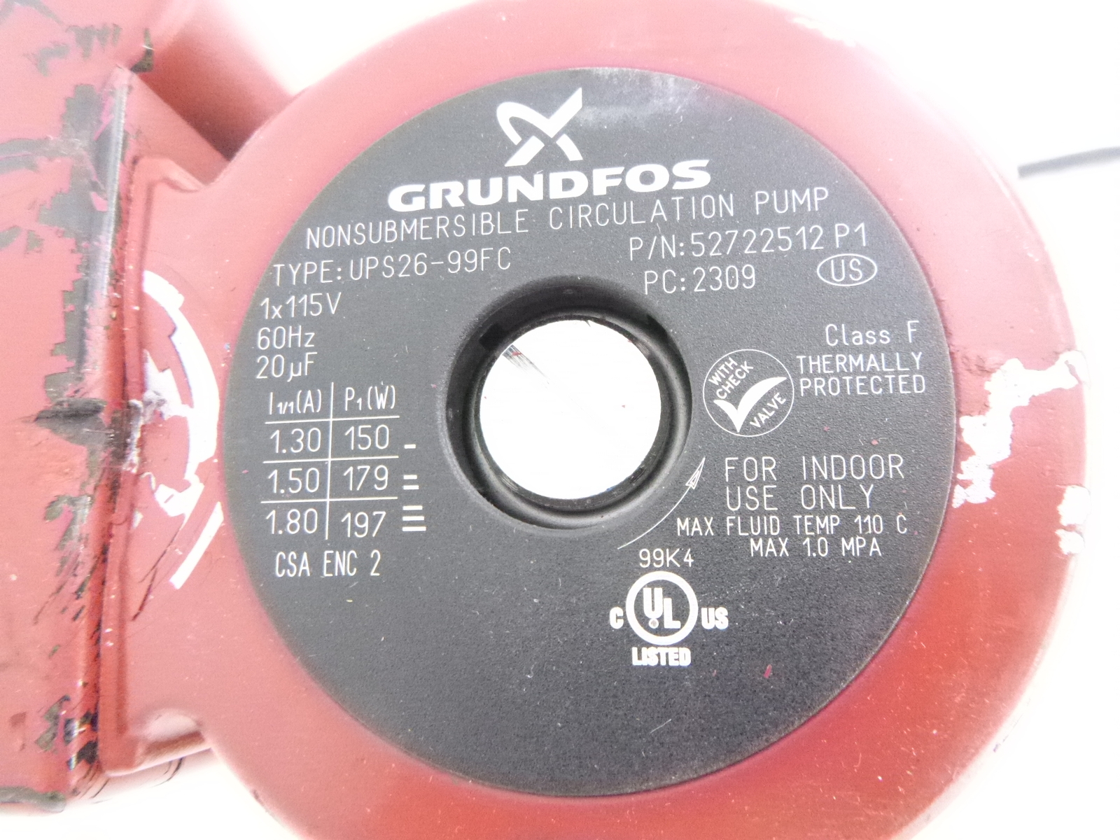 Grundfos UPS 26-99 FC Circulator Pump with Flow Check (52722512) for ...