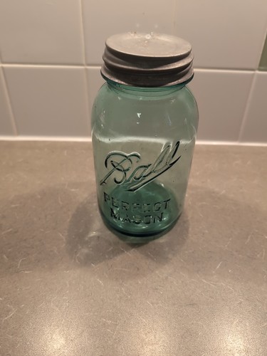 Vintage Unlucky #13 Green Ball Perfect Mason Quart Canning Jar with ...