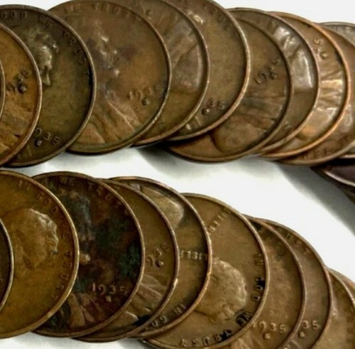 1935 "S" Wheat Cent / Penny Lot of ( 5 ) USA Copper Currency Coins Lot ...