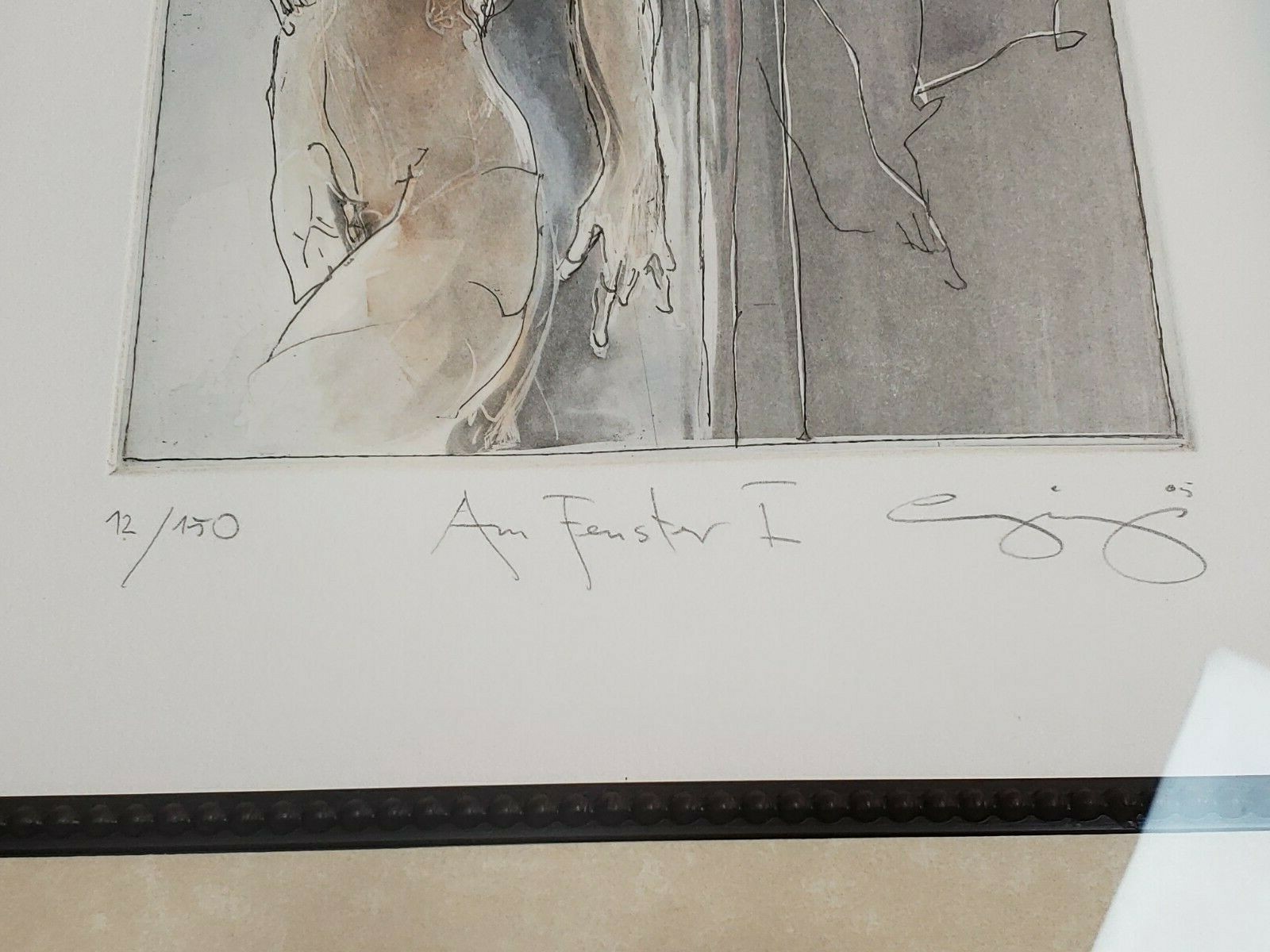 Jurgen Gorg, Artist, Am Fiester I $2000 Now $800. Etching 14 X 11 ...