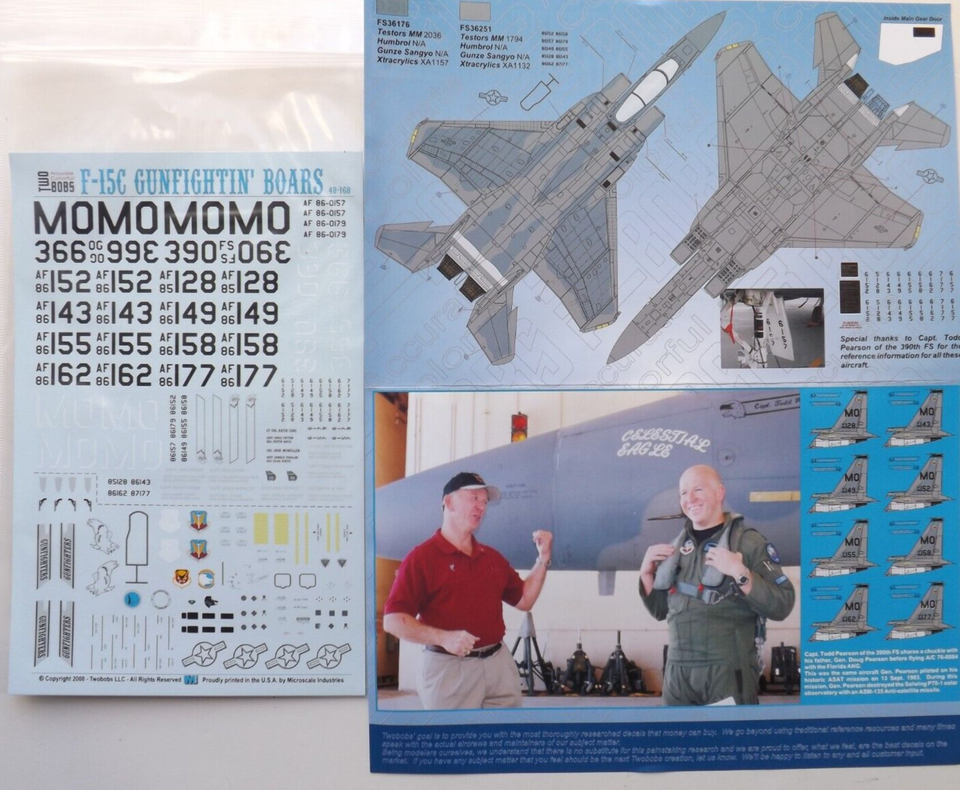 Two Bobs Decals 1/48 F-15C Gunfightin' Boars 390th FS #48-168 OOP/HTF ...