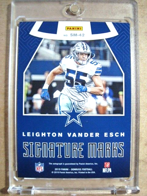 2019 Leighton Vander Esch Panini Donruss Purple Signature Marks ...