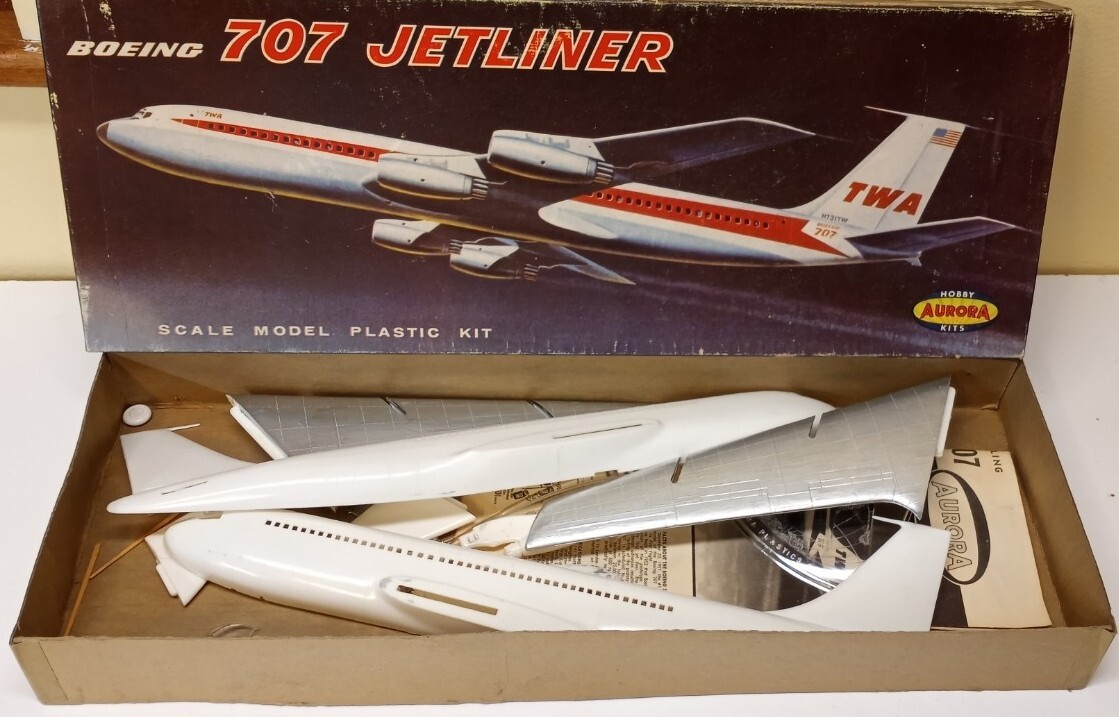 Rare Vintage 1958 Aurora 382-198 Boeing 707 Jetliner plastic Model Kit ...