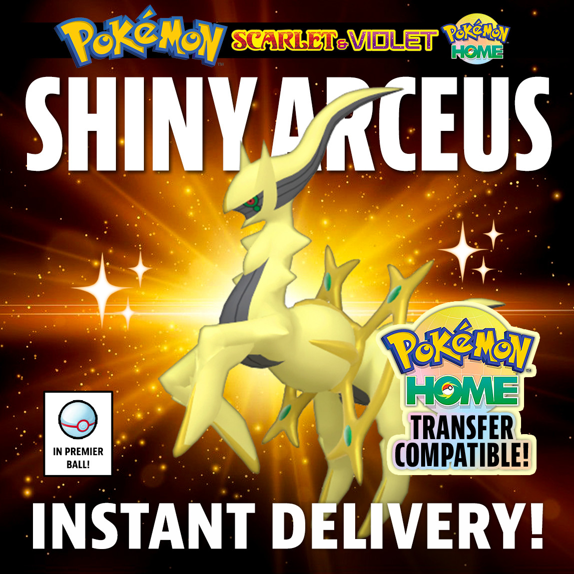 SHINY ARCEUS UNTOUCHED MYTHICAL GOD POKEMON for Pokemon Scarlet ...