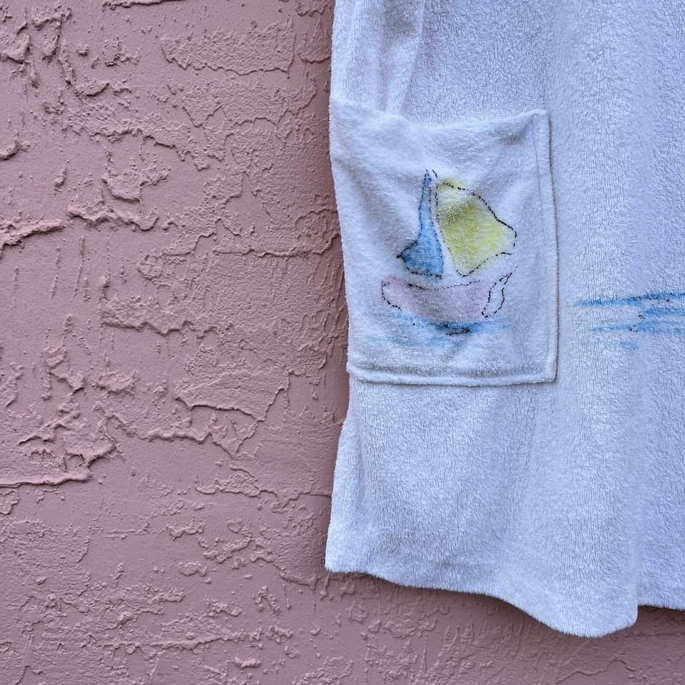 Vintage Coco Bay Miami Terry Cloth Robe Tropical Palm Tree Sailboat ...