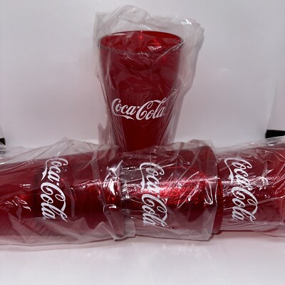 Lot of 4 Coca Cola Restaurant 24 Oz Red Plastic Tumbler Cups G.E.T ...