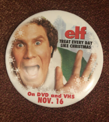 ELF movie promotional button pin pinback - WILL FARRELL RARE nice shape ...