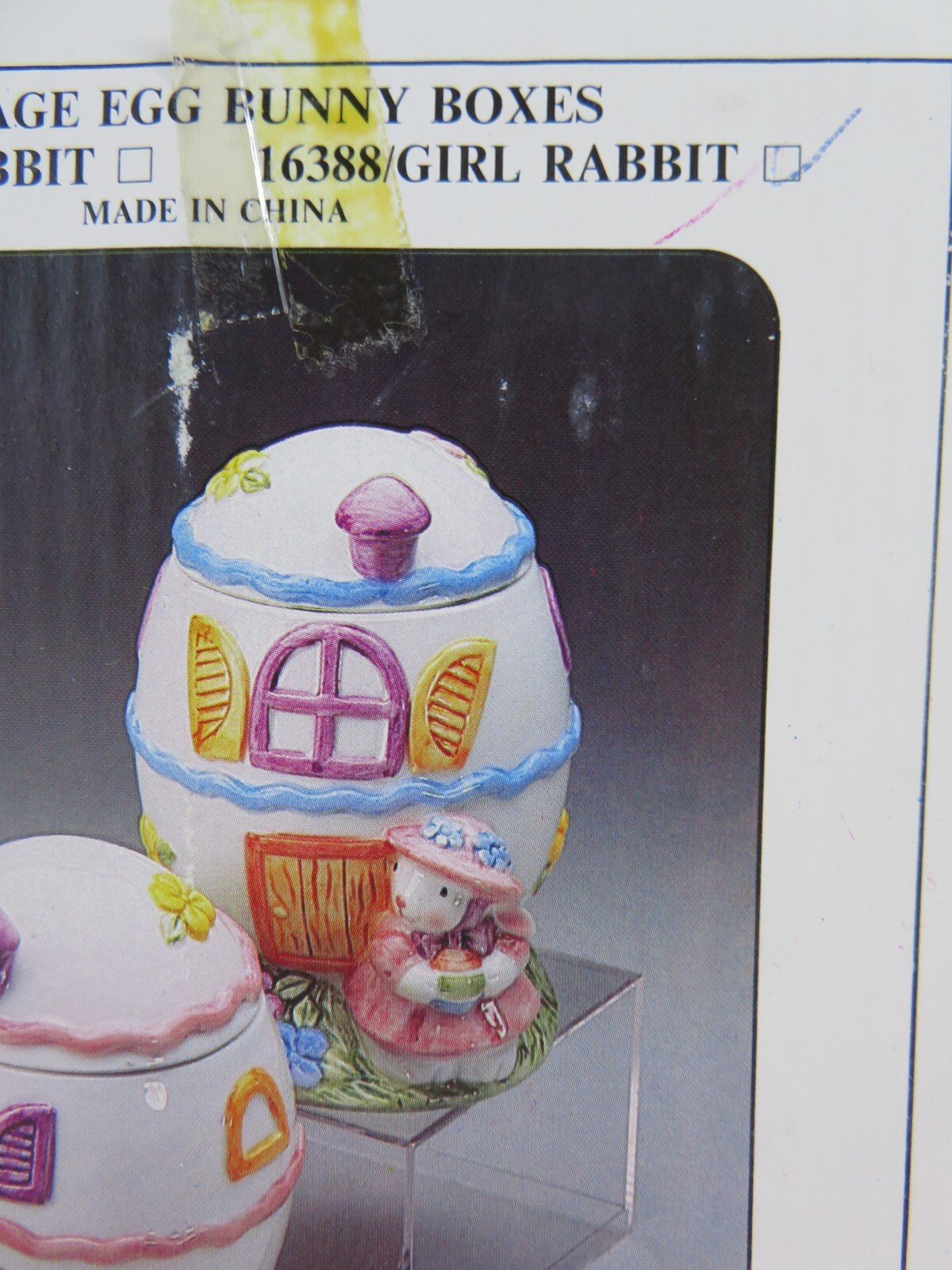 Ceramic Cottage Egg Bunny Box Girl Rabbit 16388 Spring Décor Original ...