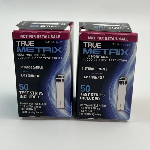100 True Metrix Blood Glucose Test Strips 2 x 50 ct Sealed Boxes ...