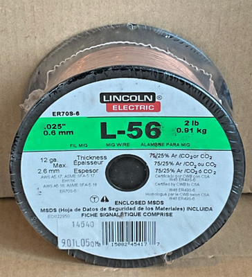 NOS Lincoln .025" SuperArc L-56 ER70S-6 MIG Welding Wire 2 lb. Spool ...
