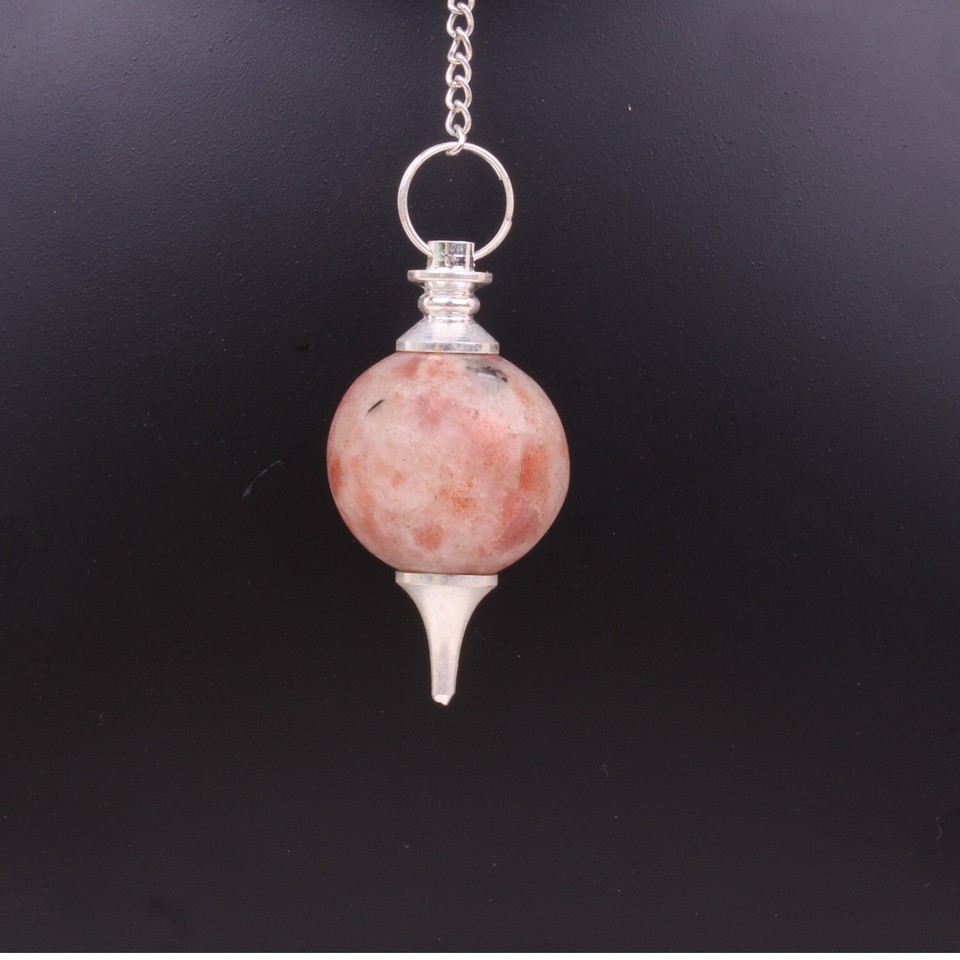 Bulk 5 Pcs Natural Sunstone Ball Shaped Gemstone Dowsing Pendulums ...