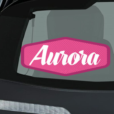 Aurora Name Sticker Decal 3.5x8 inc | eBay