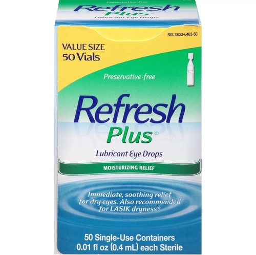 Refresh Plus Lubricant Eye Drops Moisturizing Relief For Dry Eyes Vials ...