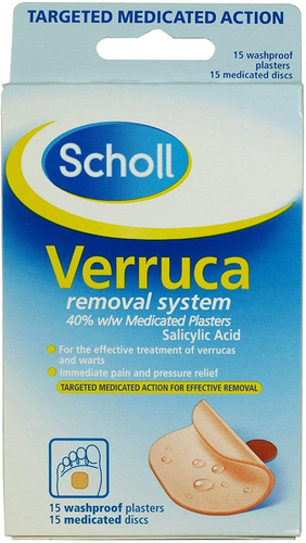 Scholl Verruca Removal System15 Washproof Plasters Medicated Salicylic ...