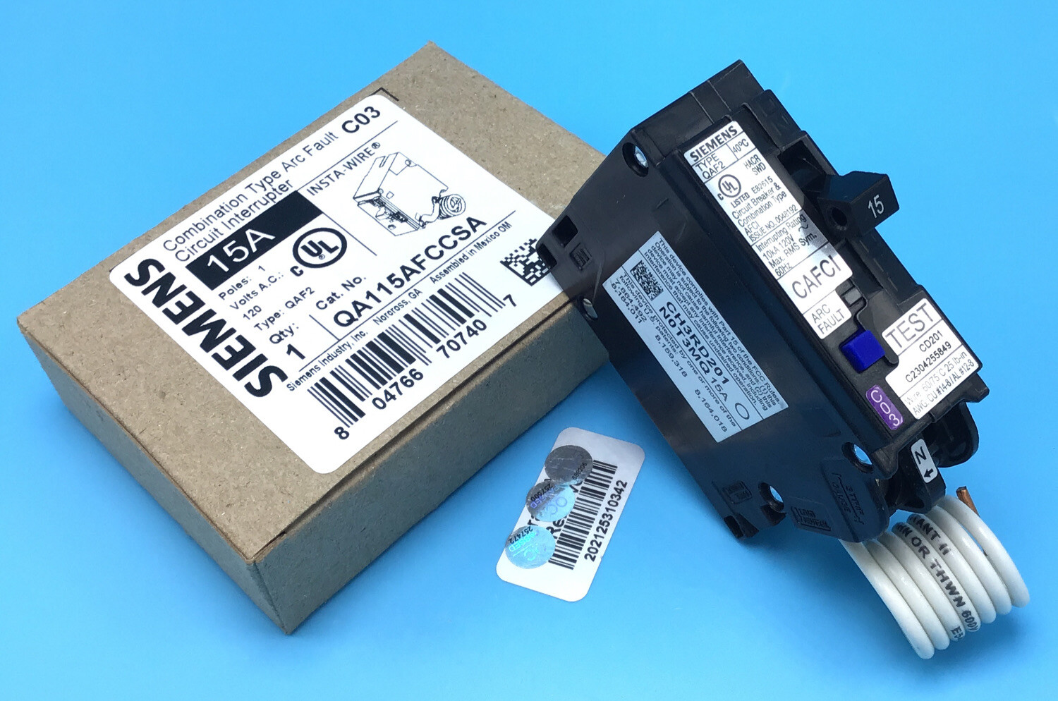 New Circuit Breaker Siemens QA115AFC QA115AFCCSA 15 Amp 1 Pole 120V ...