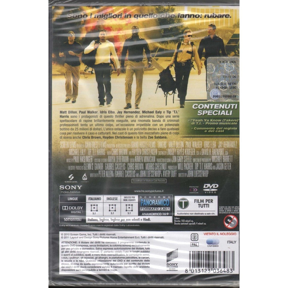 Takers DVD John Luessenhop/Sealed 8013123036483 | eBay