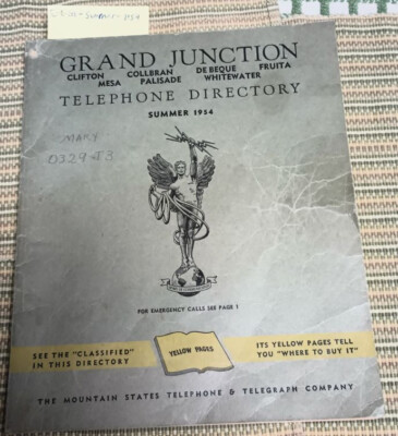 1954 Grand Junction, Colorado Telephone directory: Clifton, Palisade ...