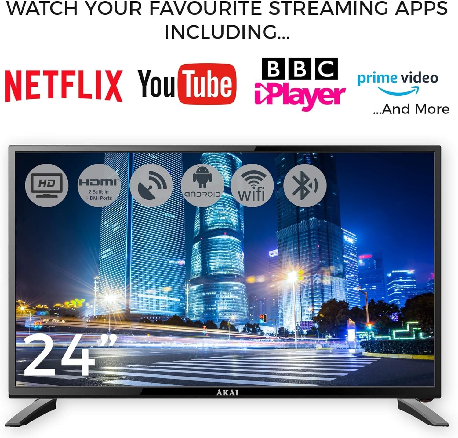 12v / 240v Akai AKTV2423S 24 inch Android Smart HD LED TV Motorhomes ...