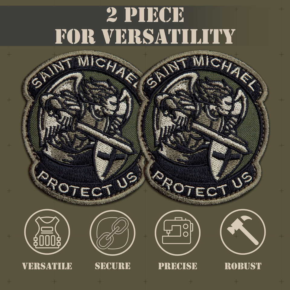2Pcs Saint Michael Patch, Embroidered Hook & Loop Morale Military St ...