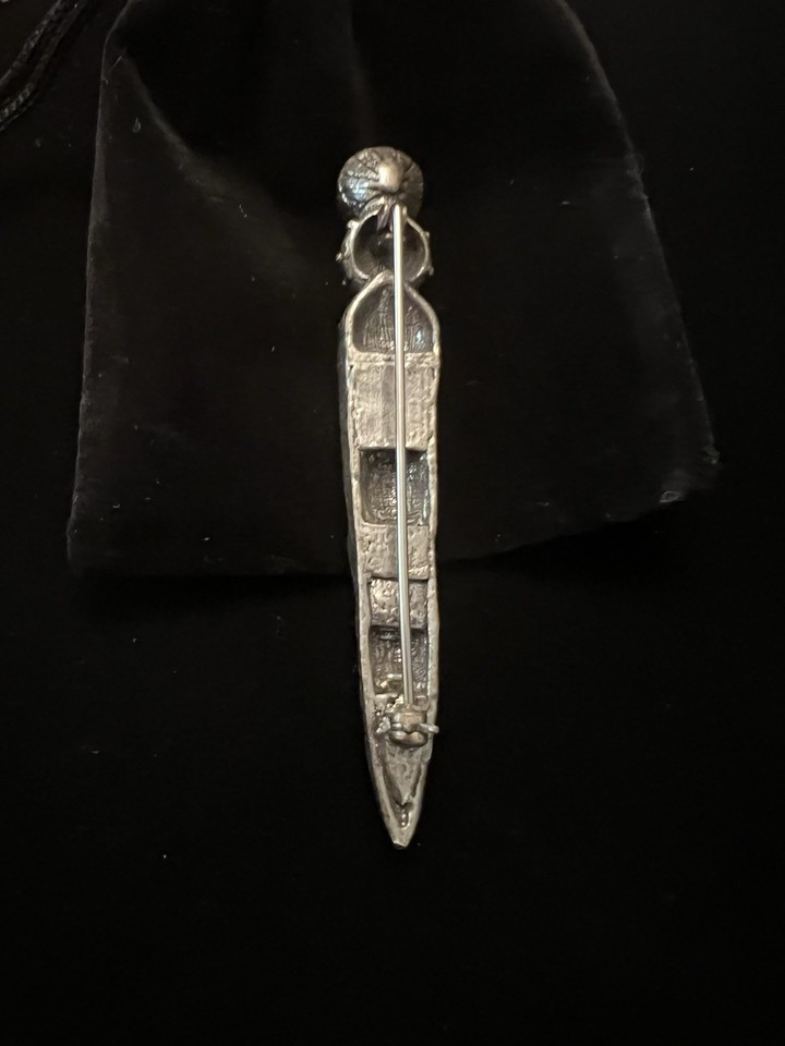 Vintage Dagger Brooch Scottish Sword Dirk Kilt Pin with Semi Precious ...