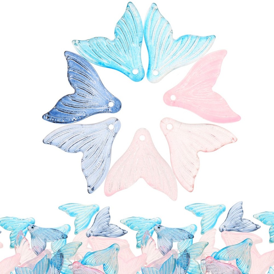 50pcs Fish Tail Charms Glass Charms Fish Tail DIY Pendants DIY Jewelry ...