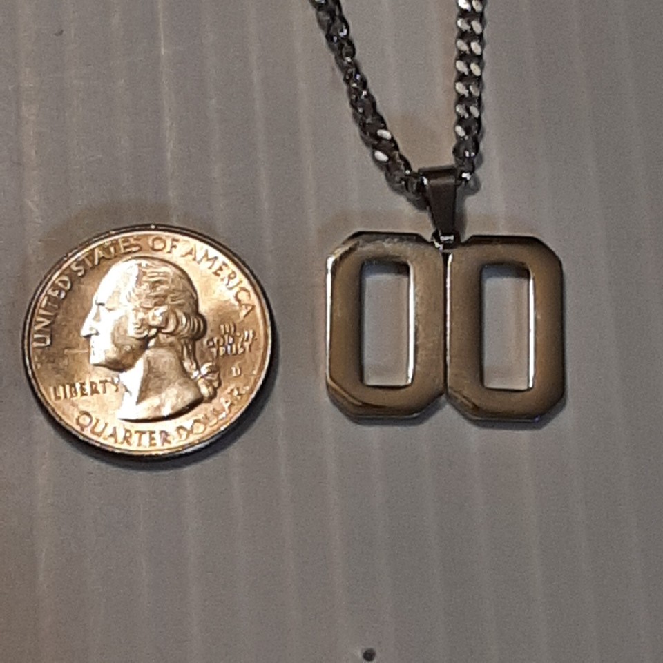 #00-#49 SPORTS FOOTBALL NUMBER Pendant Charm / 18"-24" STAINLESS CHAIN ...