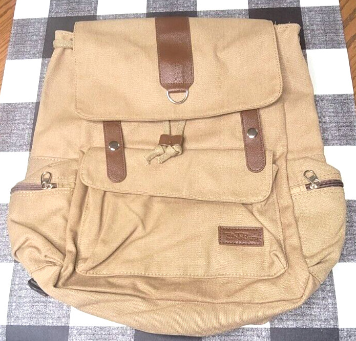 Bella Russo Canvas Leather Backpack School Bookbag 4 … - Gem