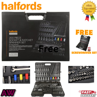 Halfords Advanced Socket & Spanner Set 200 & Screwdriver Set Lifetime ...