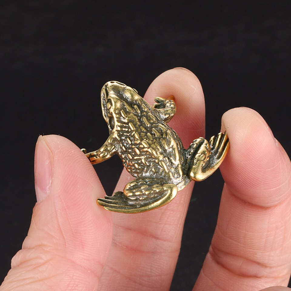 2PCS Solid Brass Frog Copper Figurines Statue Office Garden Ornament ...